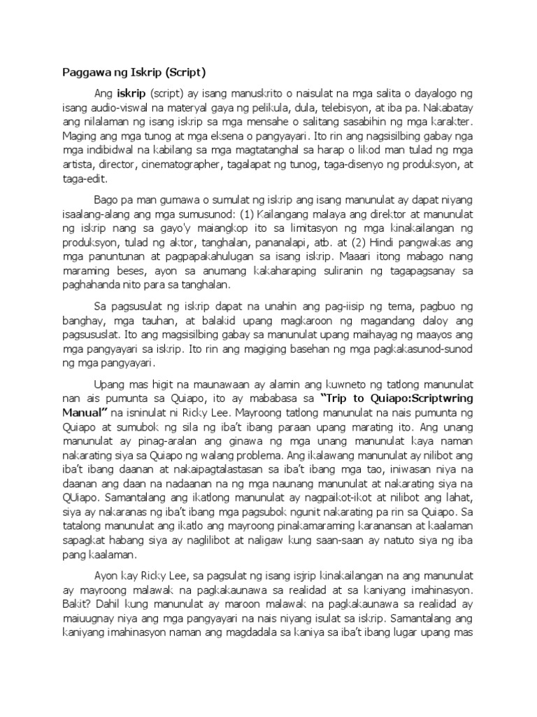 Paggawa NG Iskrip | PDF