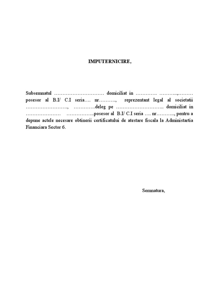 MODEL Imputernicire | PDF