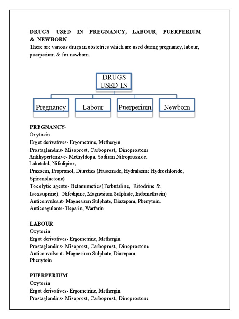 Drugs Used IN Pregnancy, Labour, Puerperium & Newborn | PDF ...