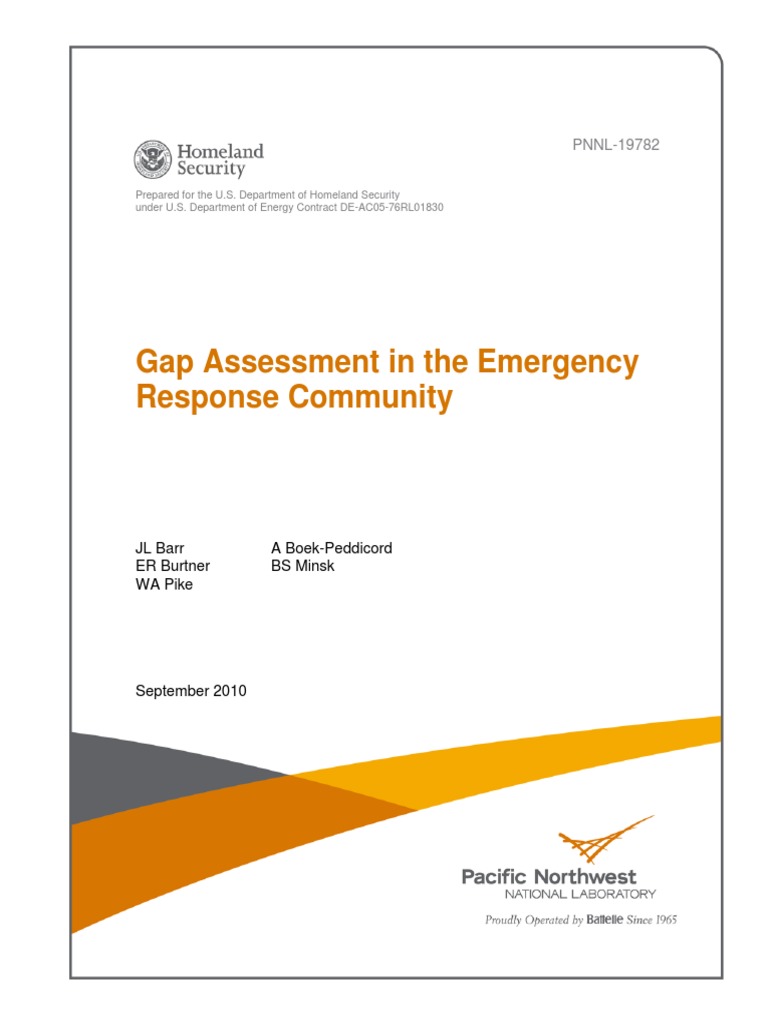 Gap Assessment in The Emergency Response Community: PNNL-19782 | PDF ...