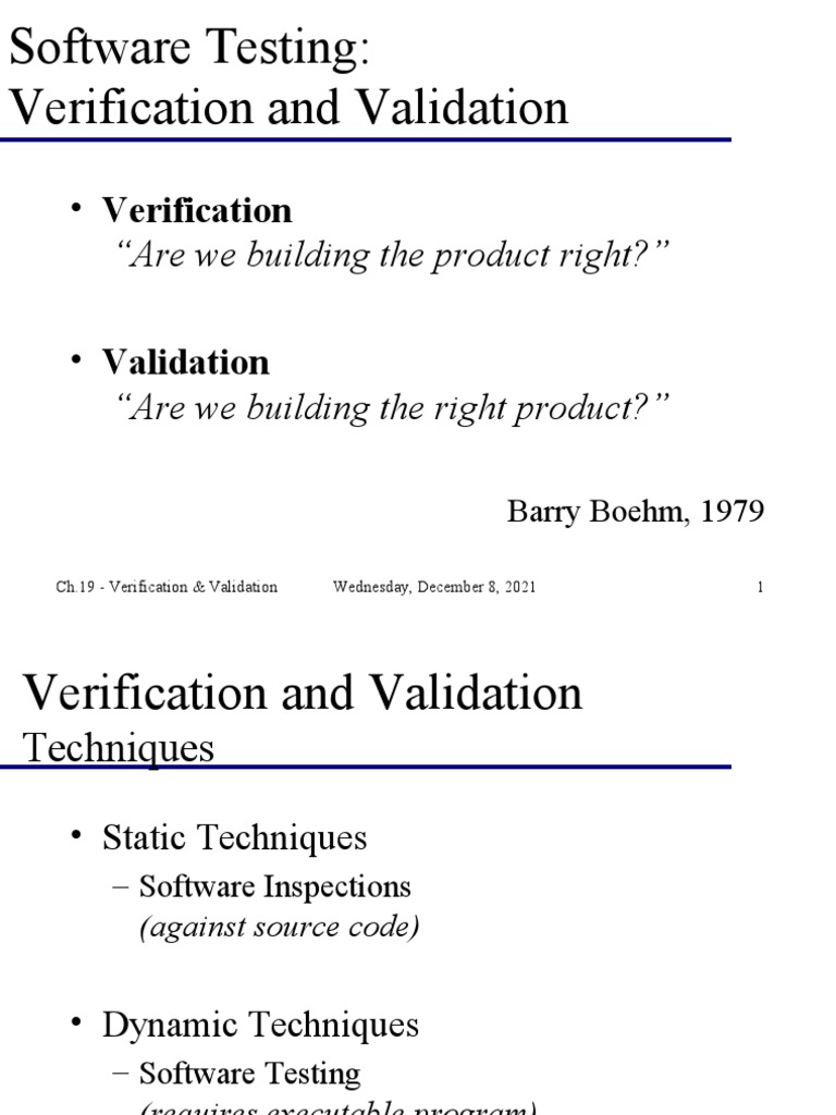 Verification: "Are We Building The Product Right?" | PDF | Software ...