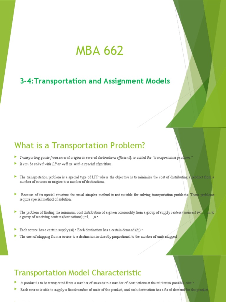 3-4:transportation and Assignment Models | PDF | Linear Programming | Mathematical Optimization