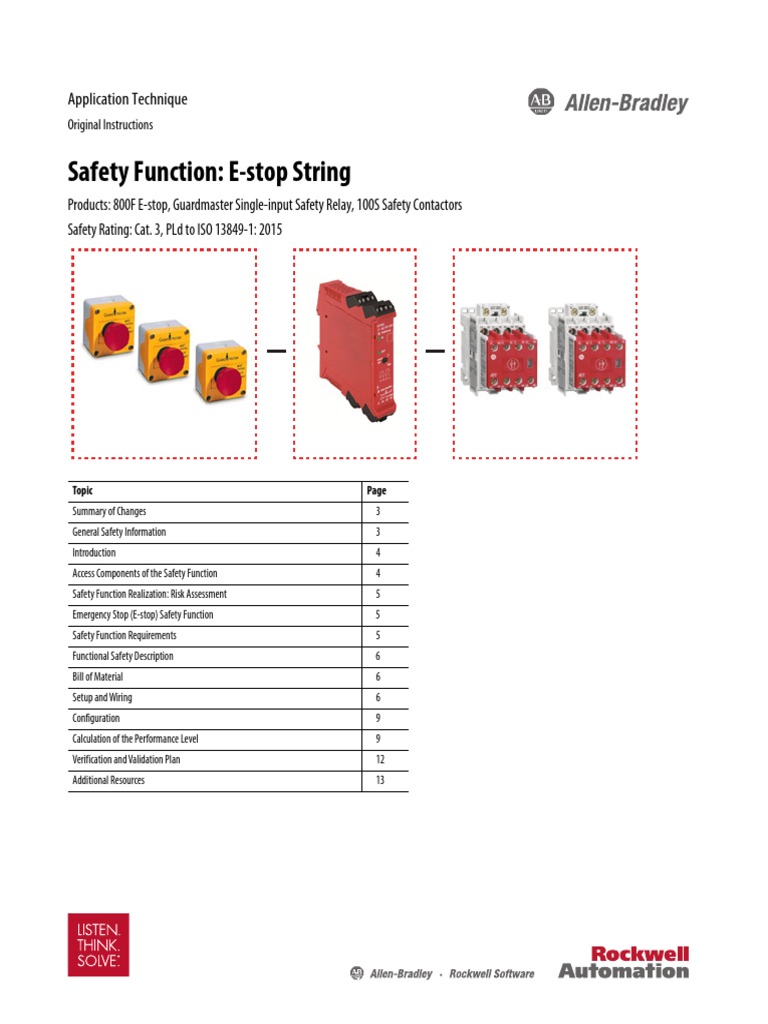 Safety Function: E-Stop String: Application Technique | PDF | Relay ...