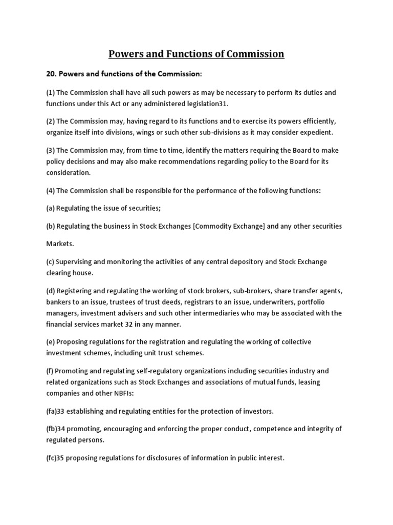 Powers and Functions of Commission | PDF | Securities (Finance) | Insurance