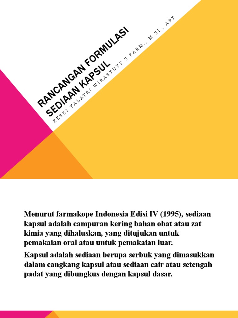 Rancangan Formulasi Sediaan Kapsul | PDF