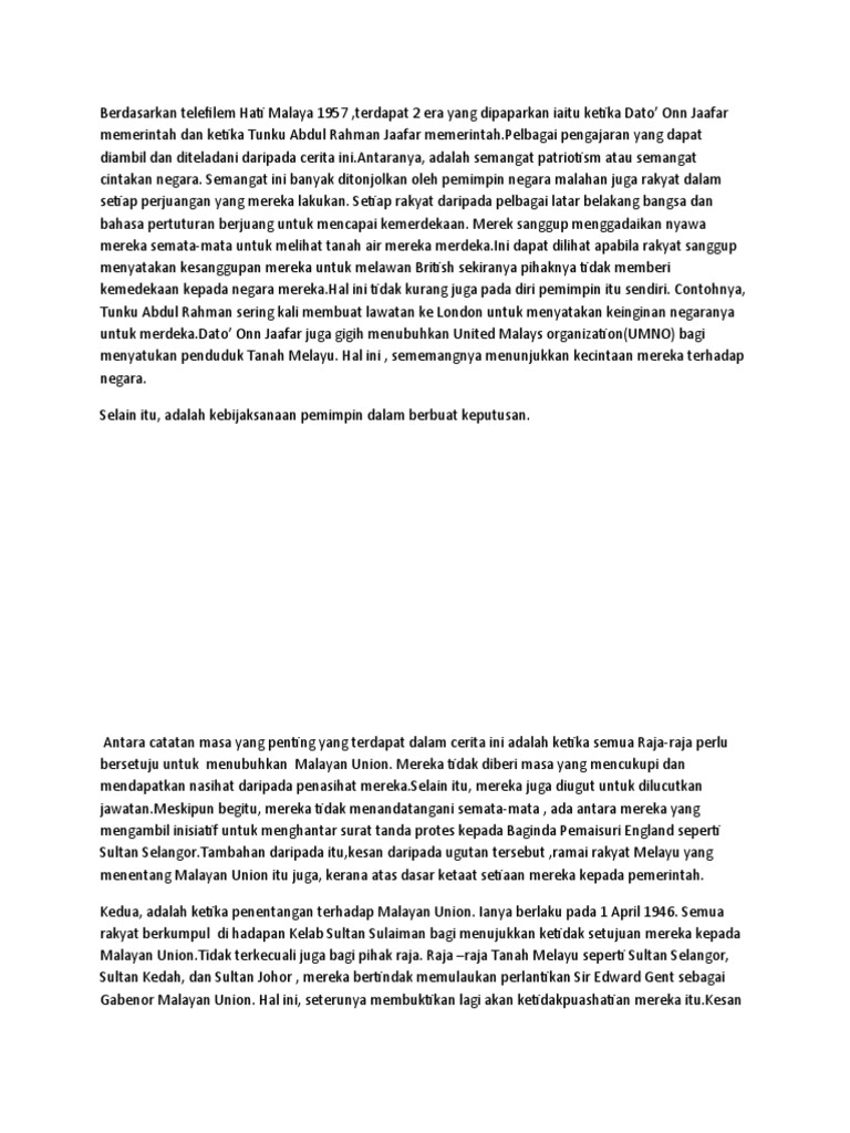 Berdasarkan Telefilem Hati Malaya 1957 | PDF