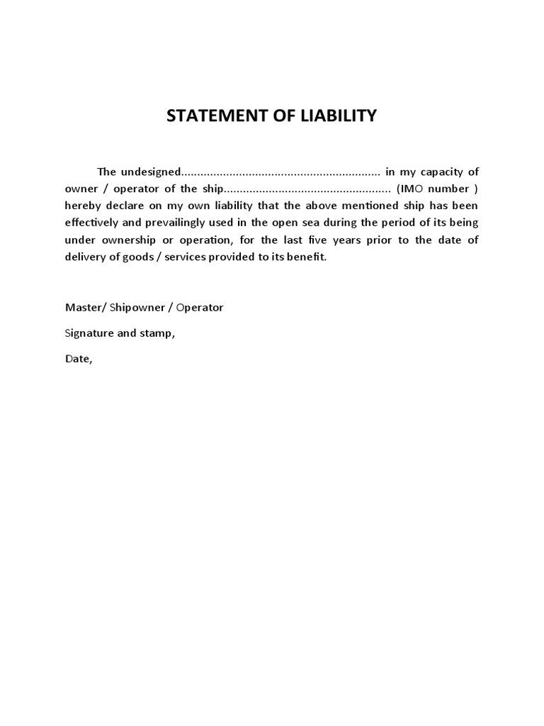 STATEMENT OF LIABILITY - Invoice Without VAT | PDF