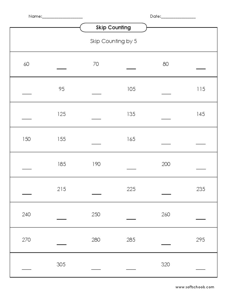 Skip Counting by 5 Worksheet | PDF