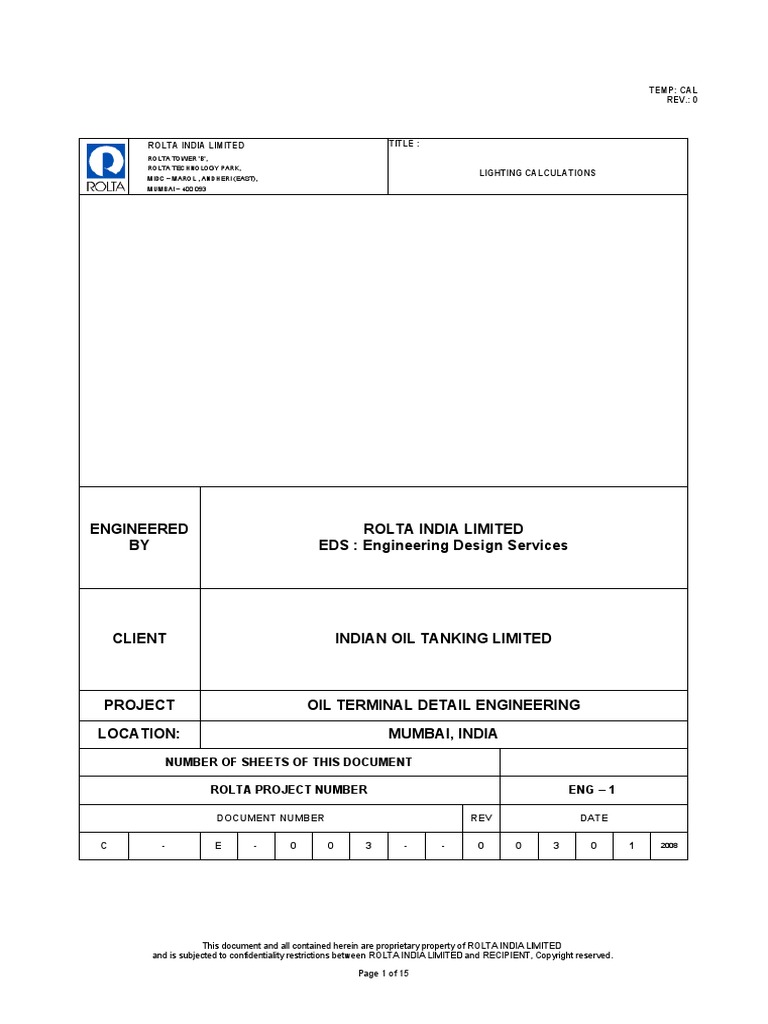 Lightning Calculation | PDF | Lighting | Light