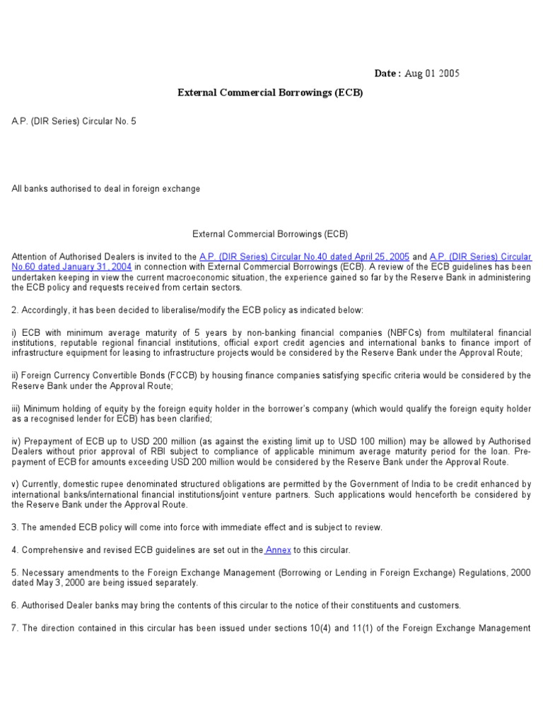 RBI ECB Guidelines | Reserve Bank Of India | European Central Bank