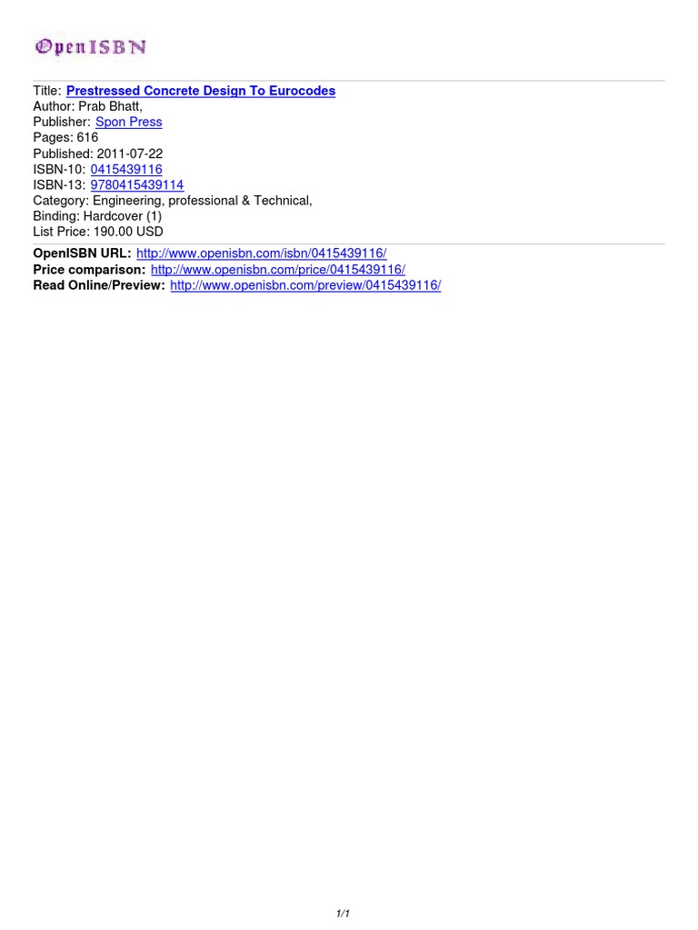 Spon Press: Prestressed Concrete Design To Eurocodes | PDF | Games ...