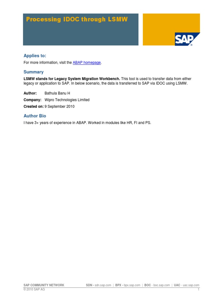 Processing IDOC Through LSMW | PDF