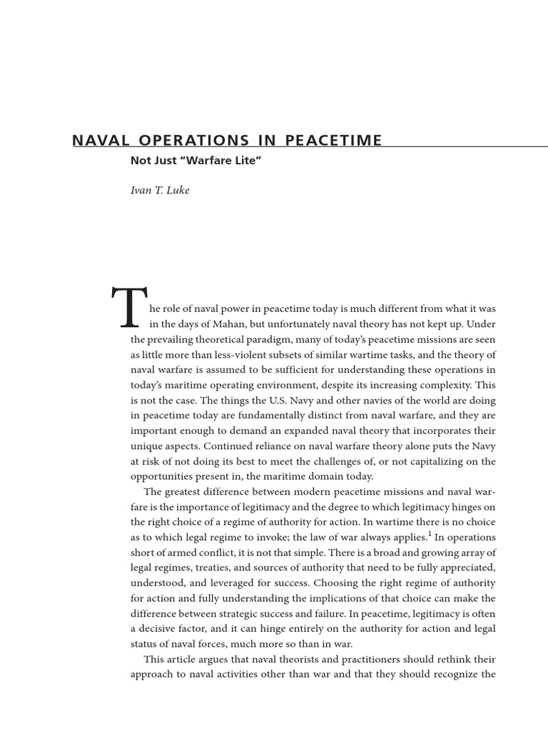 Naval Operations in Peacetime: Not Just "Warfare Lite" | PDF | Alfred ...