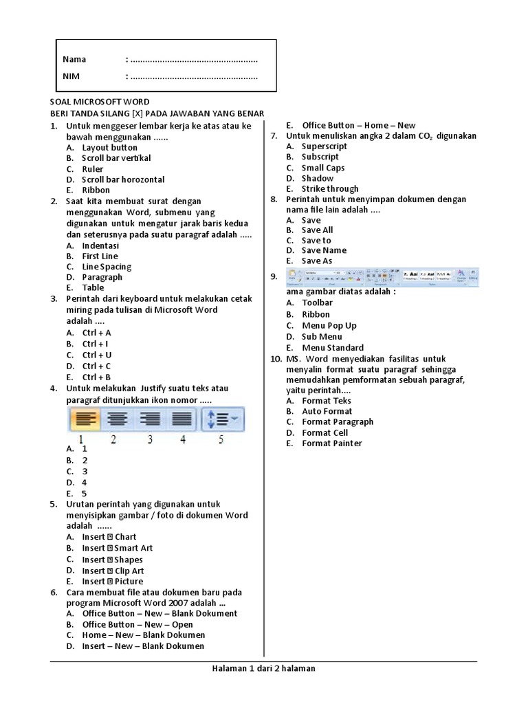 Soal Microsoft Word Excel Pilihan Ganda | PDF