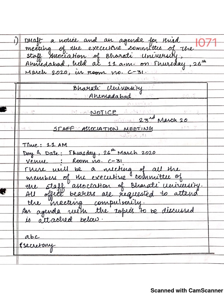 Notice Agenda Minutes of Meeting | PDF