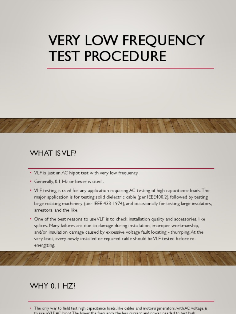 VLF Test Procedure | PDF | Capacitor | Alternating Current