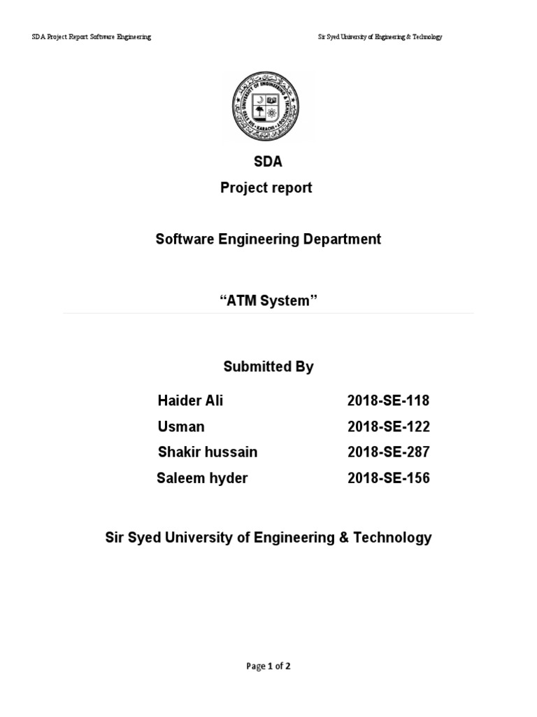 SDA Project Report Software Engineering | PDF