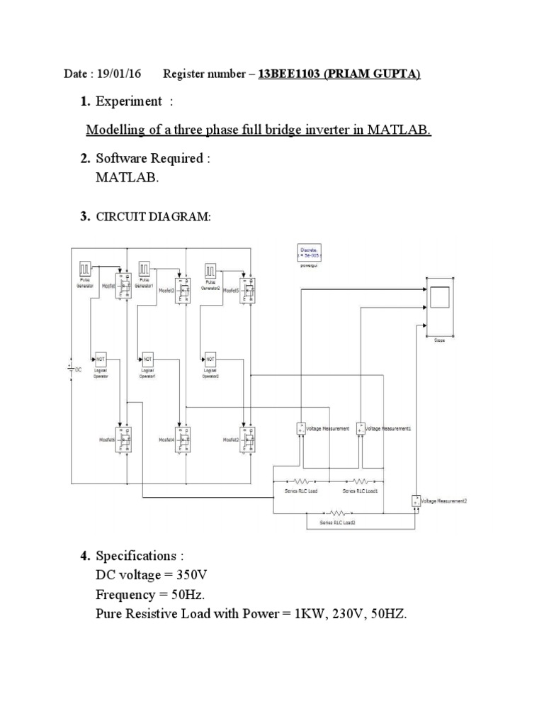 Experiment:: Modelling of A Three Phase Full Bridge Inverter in MATLAB ...