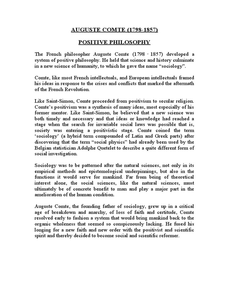 A.C. - Positive Philosophy | PDF | Positivism | Sociology