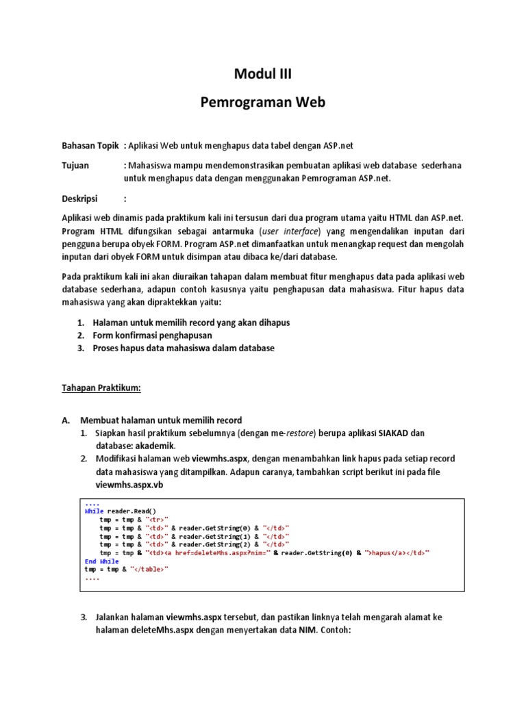 Modul III Pemrograman Web | PDF