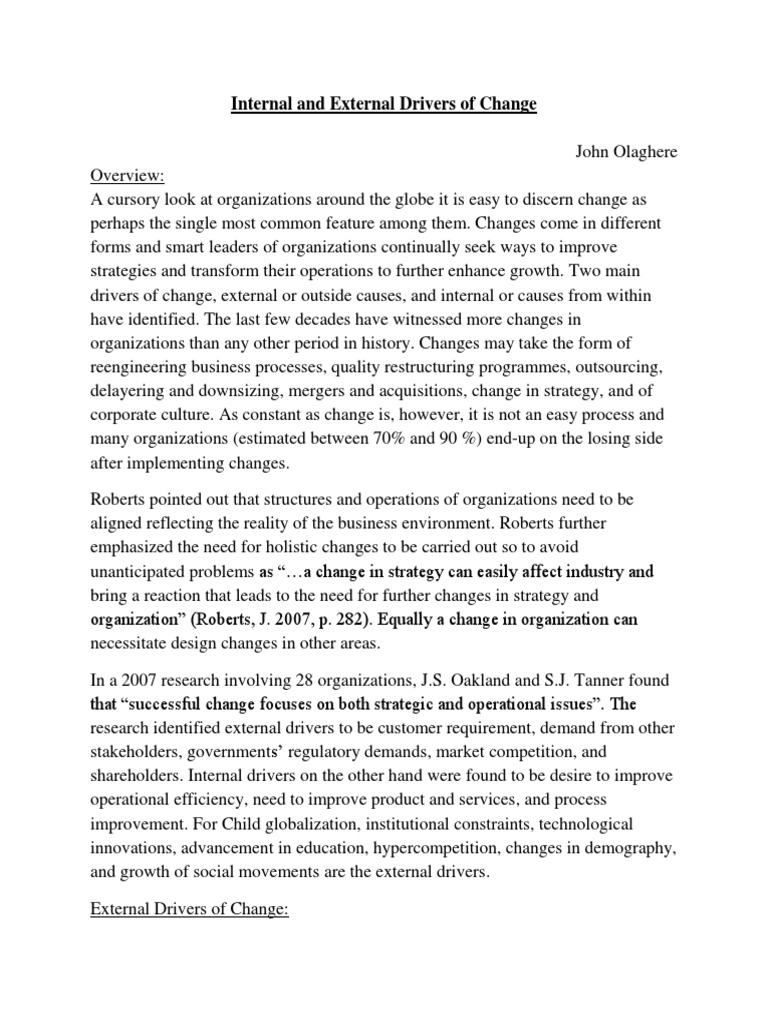Internal and External Drivers of Change | PDF | Globalization | Innovation