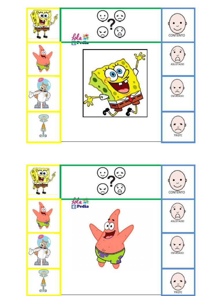 Frase+emociones - Personajes de Bob Esponja | PDF