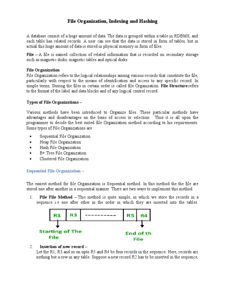 DBMS - File Organization, Indexing and Hashing Notes | PDF | Database ... DBMS - File Organization, Indexing and Hashing Notes | PDF | Database ...