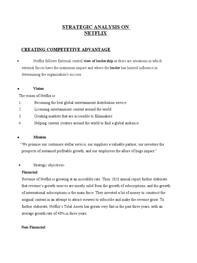 Strategic Analysis On Netflix: Creating Competetive Advantage | PDF ...