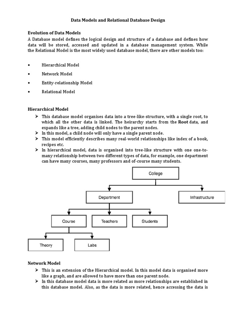 DBMS - Data Models and Relational Database Design Notes | PDF ...