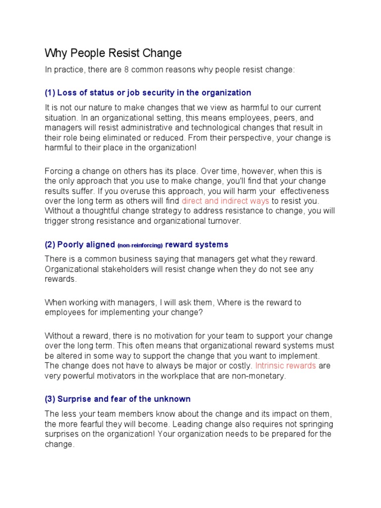 Basic Principle - Why People Resist Change | PDF | Change Management ...