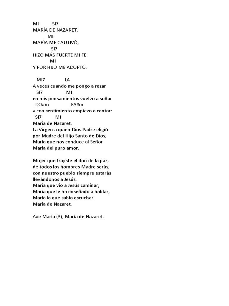 María de Nazaret-Letra | PDF