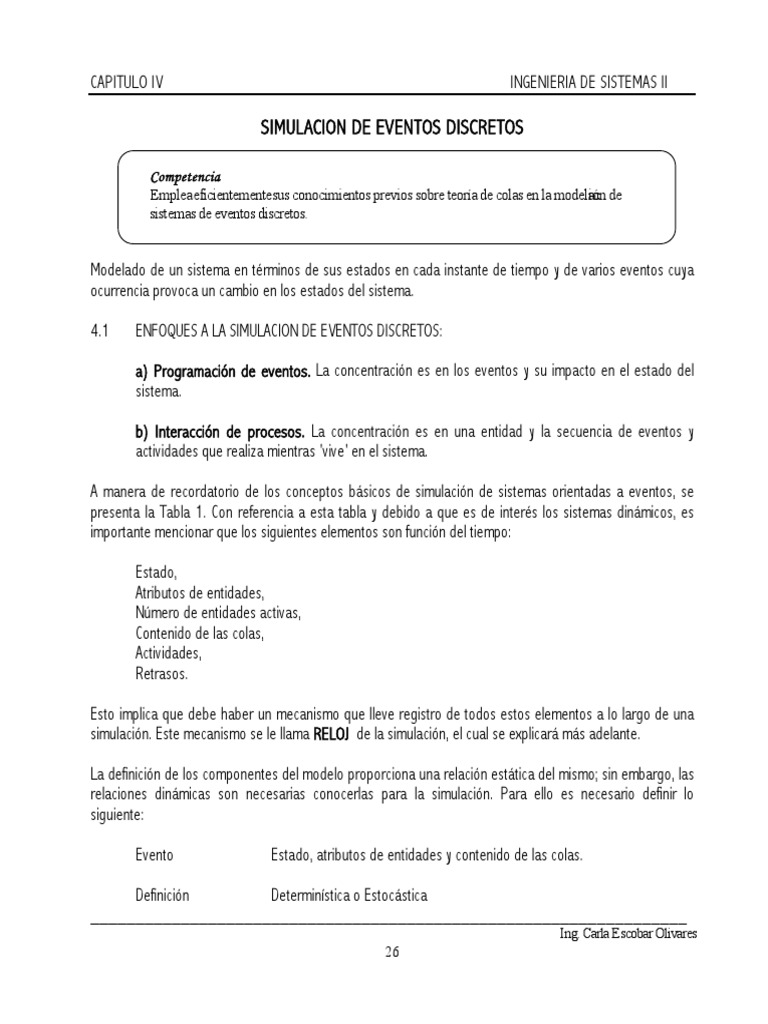 Simulación de Eventos Discretos - Ingeniería de Sistemas | PDF | Hora ...