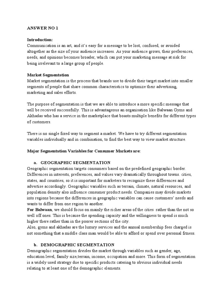 Marketing Management Assignment | PDF | Market Segmentation | Online ...