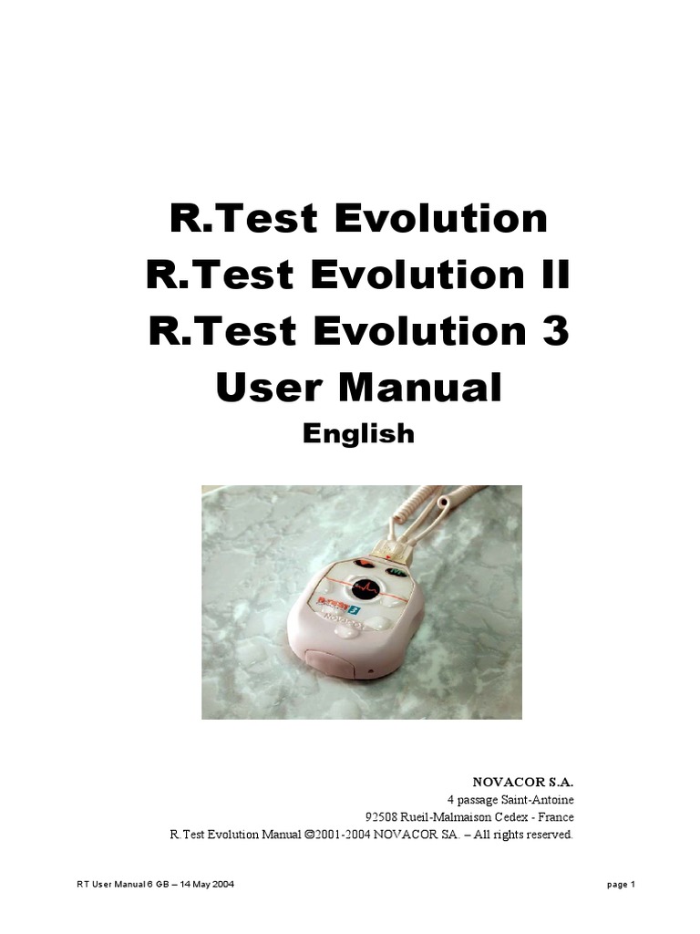 R.Test Evolution R.Test Evolution II R.Test Evolution 3 User Manual ...