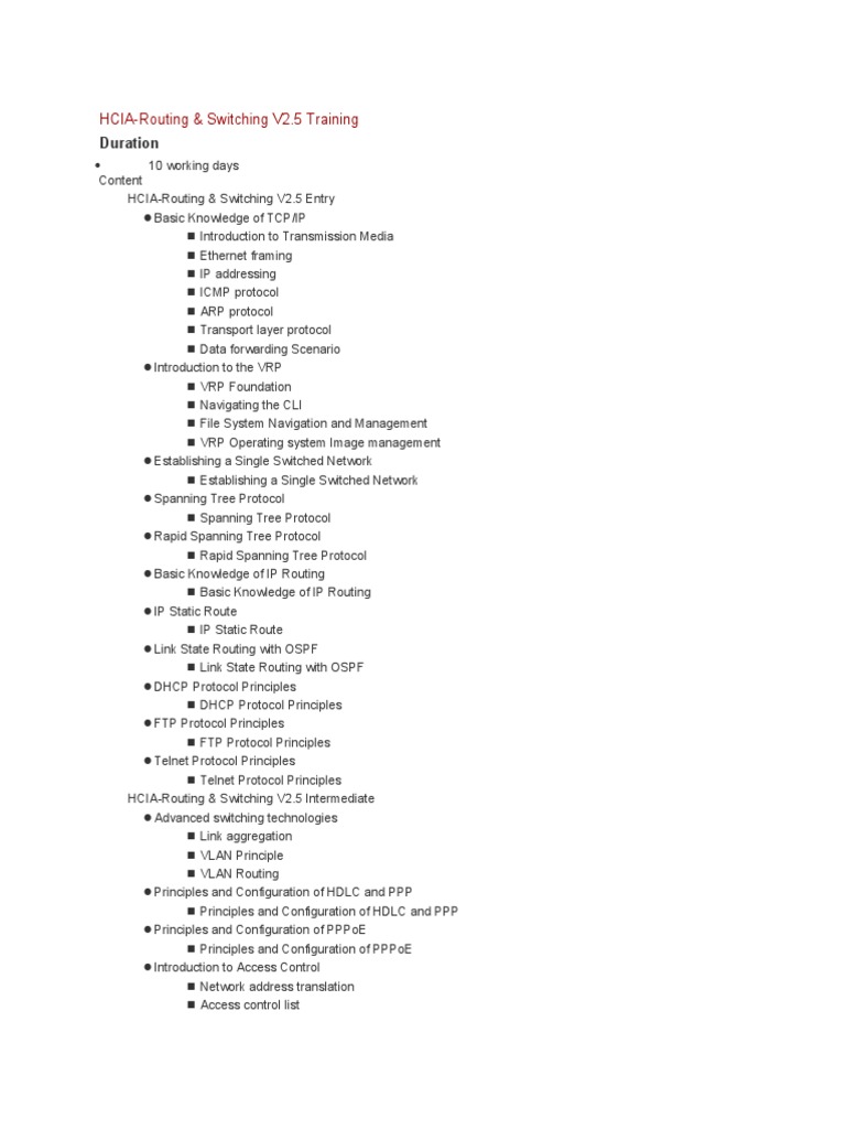 Duration: HCIA-Routing & Switching V2.5 Training | PDF | Network Switch ... Duration: HCIA-Routing & Switching V2.5 Training | PDF | Network Switch ...