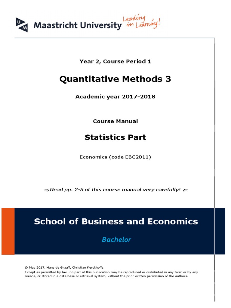 Course Manual Statistics 1718 | PDF | Errors And Residuals | Random ...