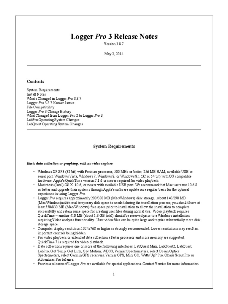 Logger Pro 3 Release Notes: Basic Data Collection or Graphing, With No ...