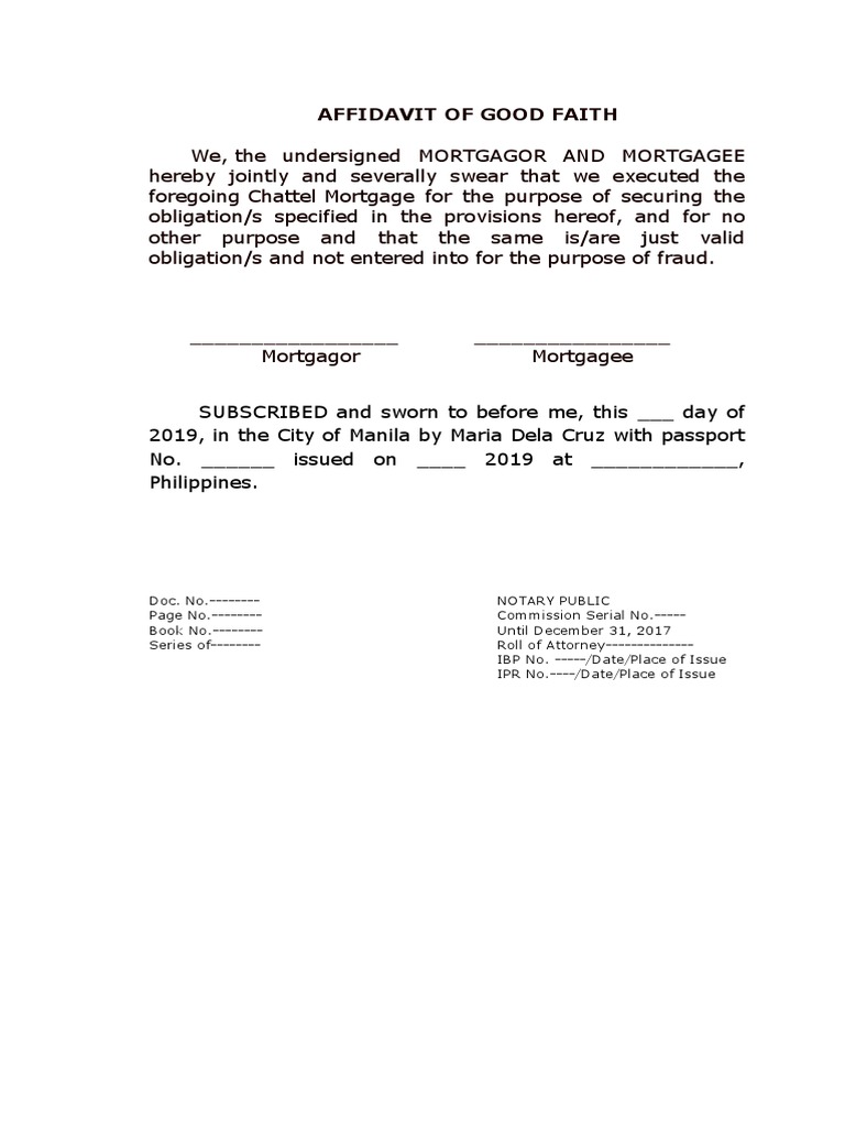 Affidavit of Good Faith | PDF