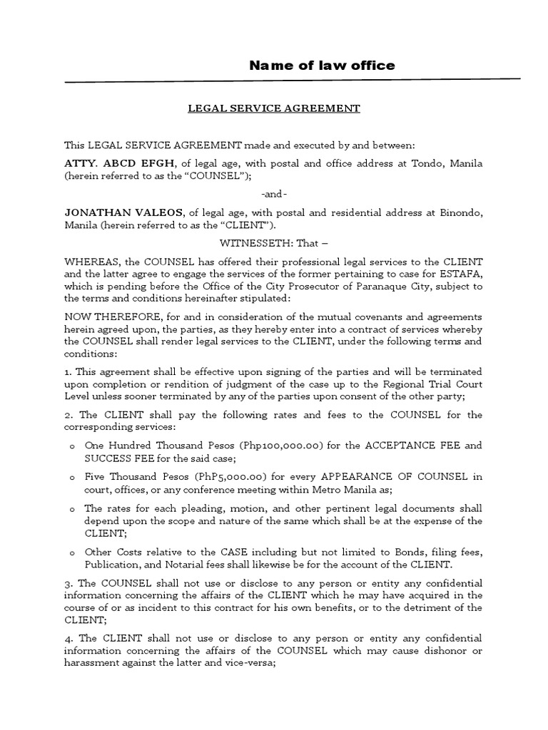 Legal Service Agreement | PDF | Business Law | Virtue