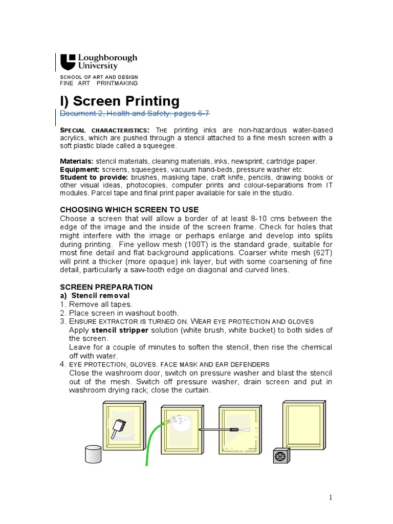 L) Screen Printing: Document 2, Health and Safety: Pages 6-7 | PDF ...