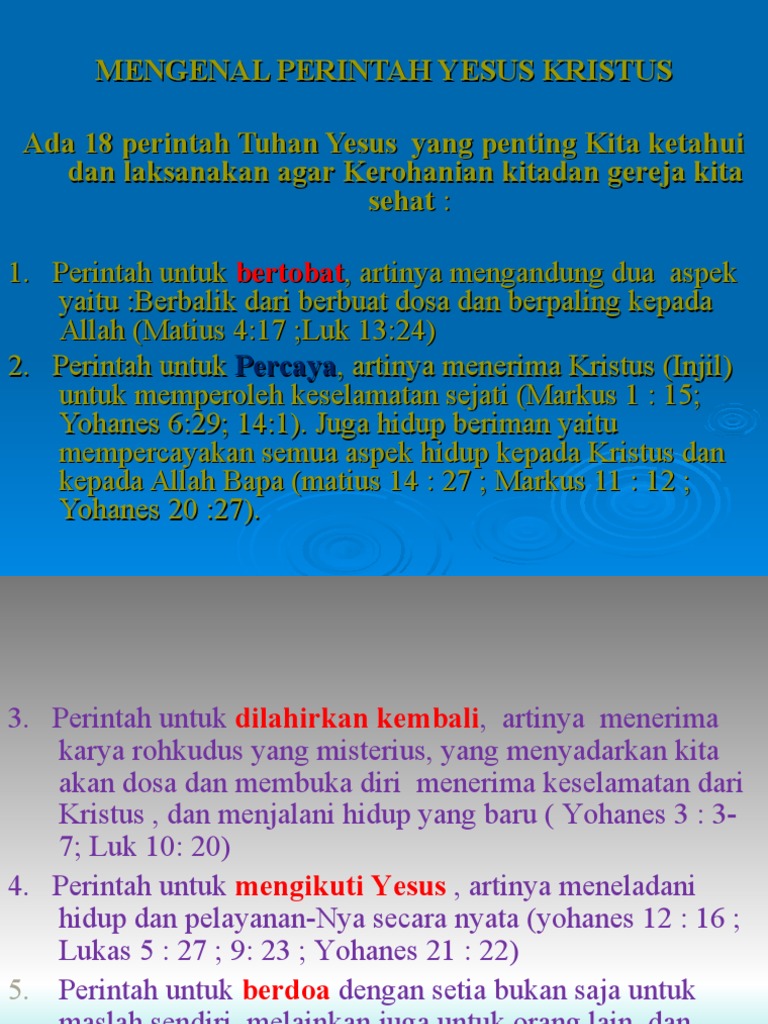 18 Perintah Tuhan Yesus | PDF