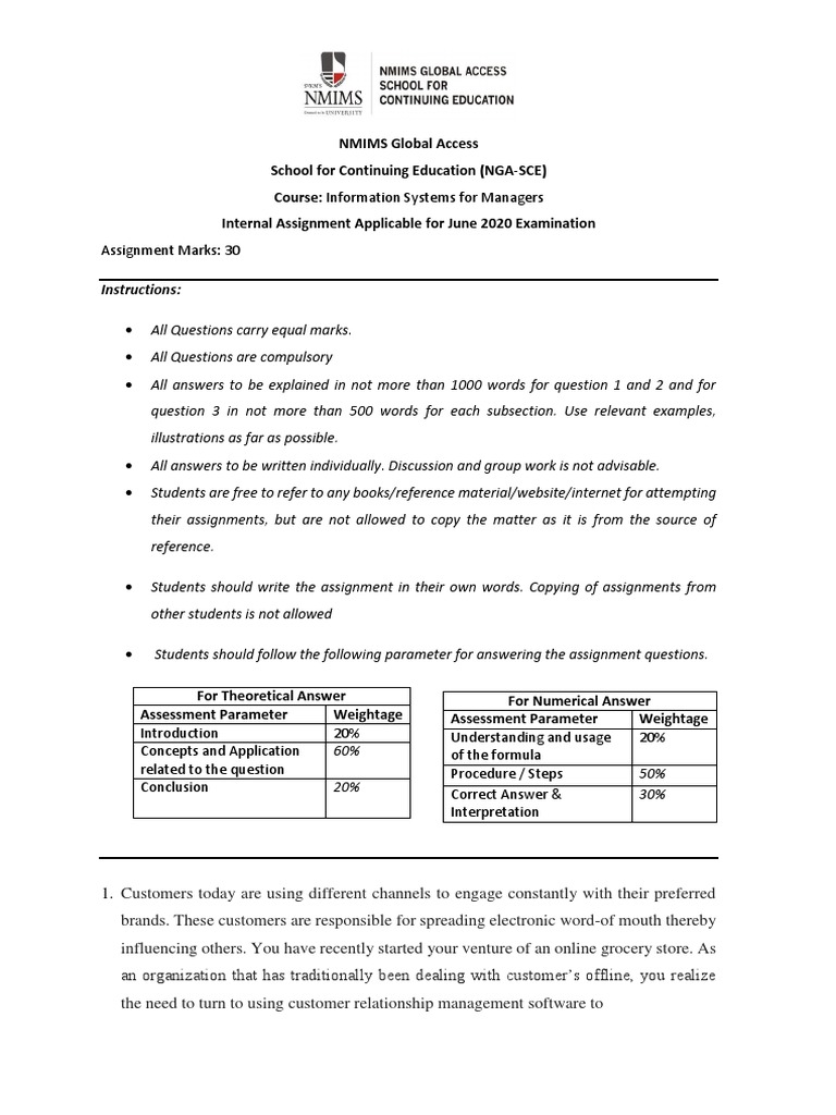 NMIMS Information Systems Assignment Guide | PDF | Cybercrime | Test ...