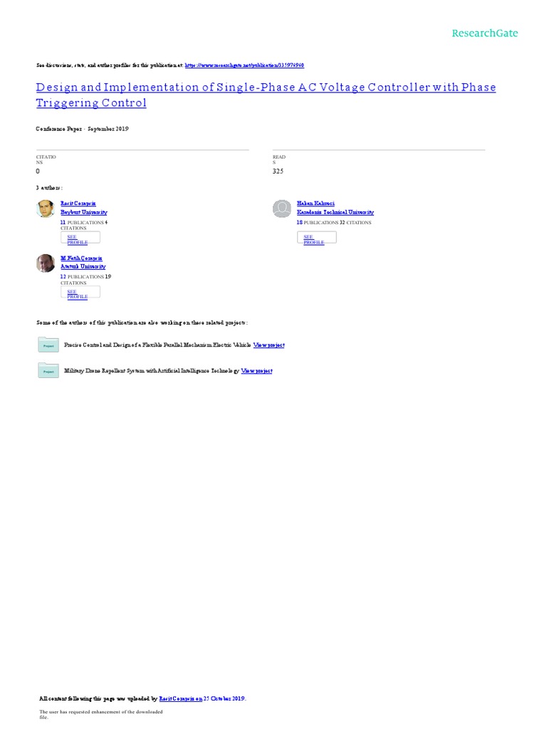 Design and Implementation of Single-Phase AC Voltage Controller With Phase Triggering Control ...