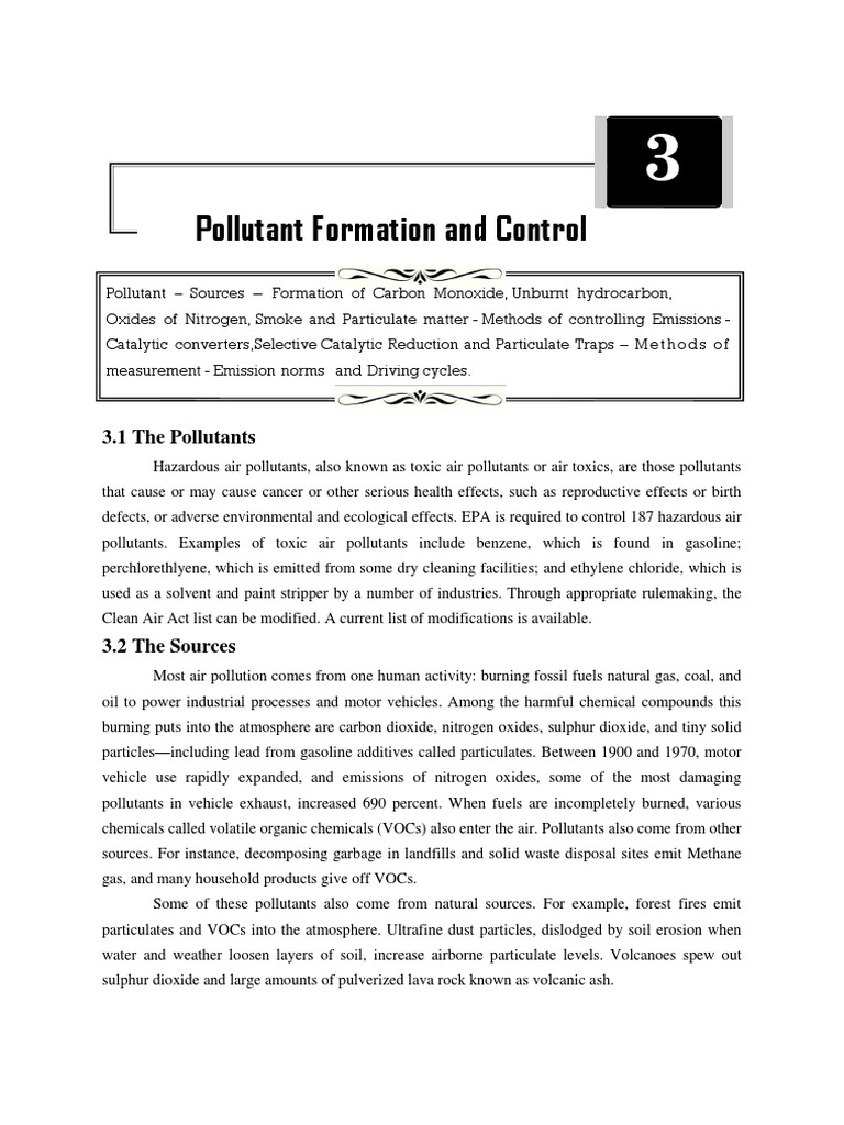 Pollutant Formation and Control: 3.1 The Pollutants | PDF | Exhaust Gas | Combustion