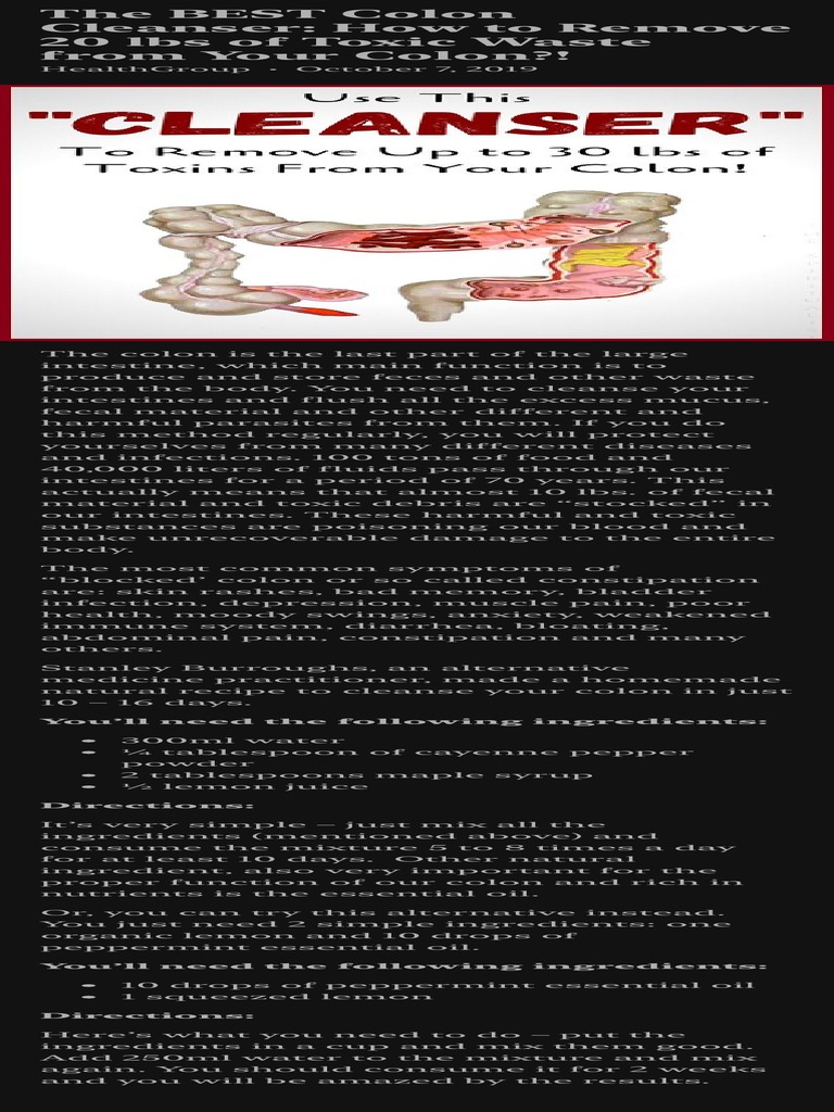 The BEST Colon Cleanser How To Remove 20 Lbs of Toxic Waste From Your ...