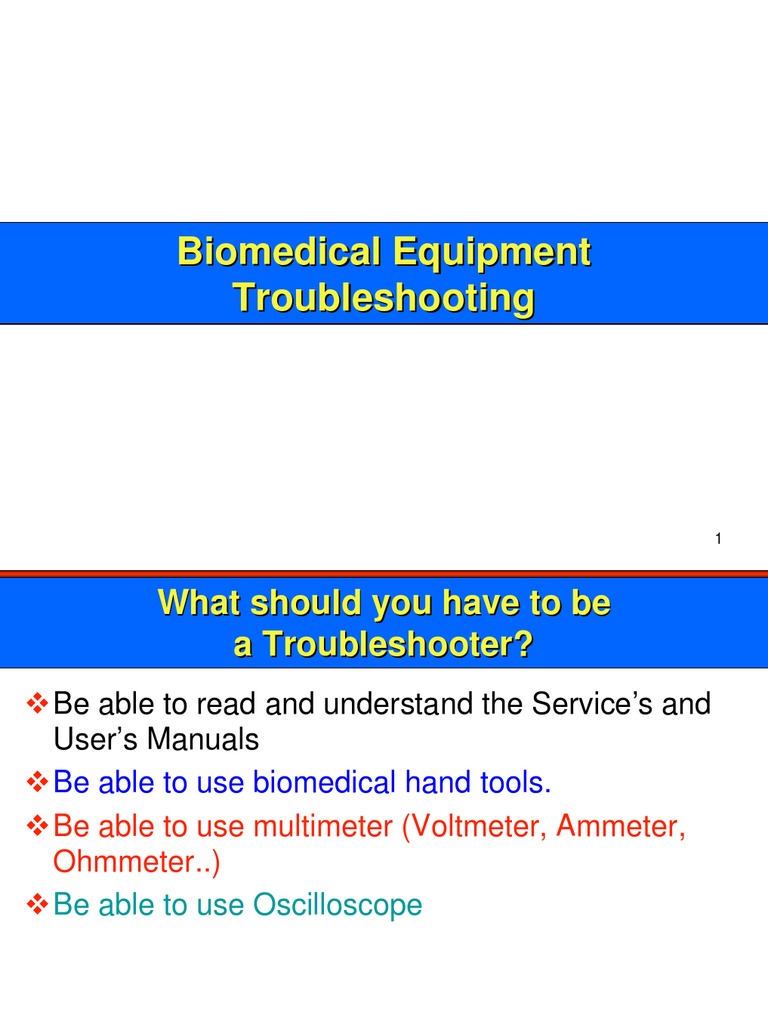 Medical Equipment Troubleshooting | PDF | Troubleshooting ...