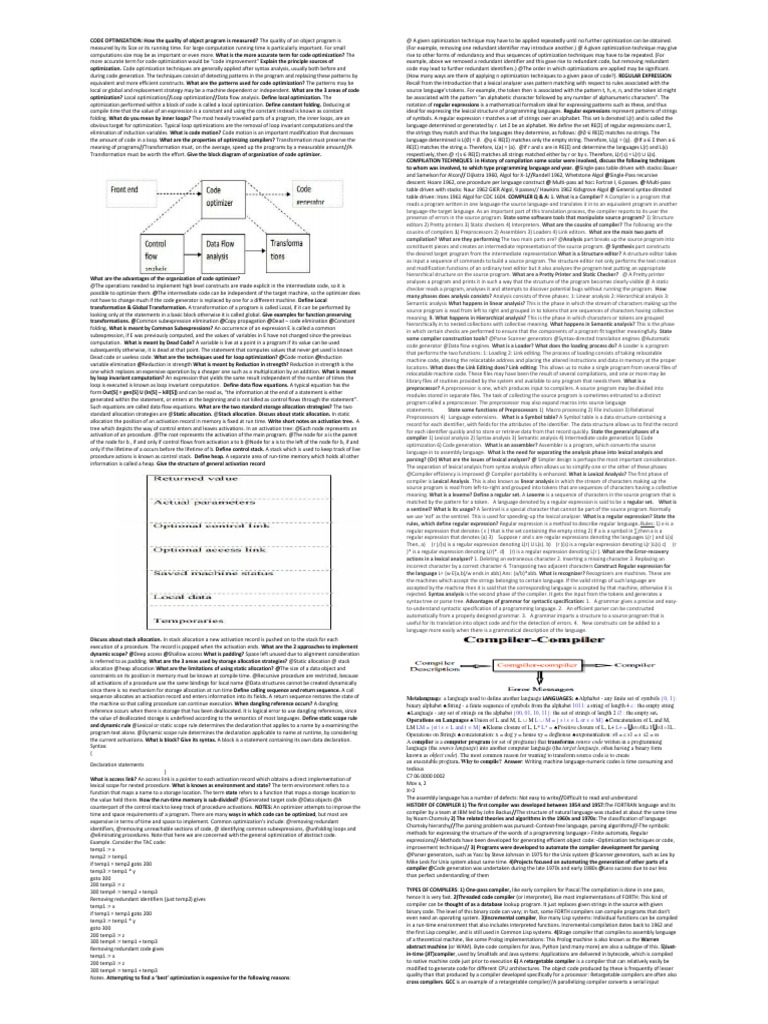 Compiler | PDF | Parsing | Program Optimization