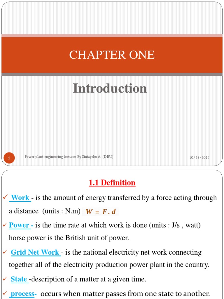 CHAPTER ONE-Introduction PDF | PDF | Power Station | Power (Physics)