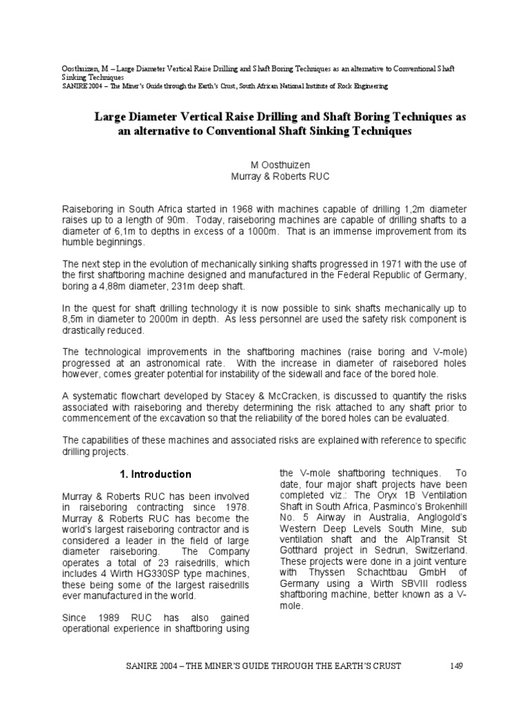 Large Diameter Raiseboring Techniques | PDF | Drilling | Geotechnical ...