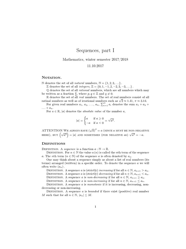 Introduction to Sequences: Definitions, Notation, and Examples of ...